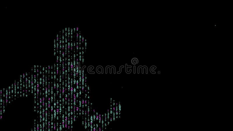 Two-color Code Man Running on a Black Background.seamless Loop Stock ...