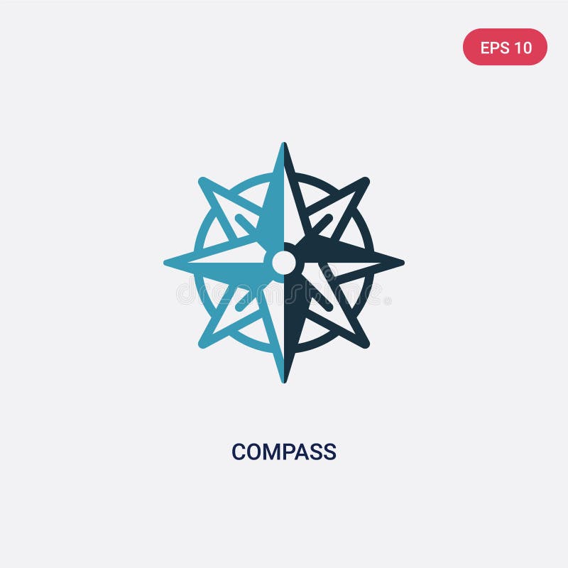 Two Color Compass Vector Icon from Nautical Concept. Isolated Blue ...