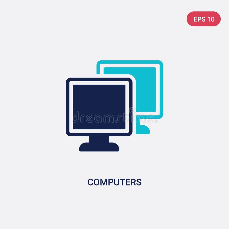 Two Color Computers Vector Icon from Computer Concept. Isolated Blue ...