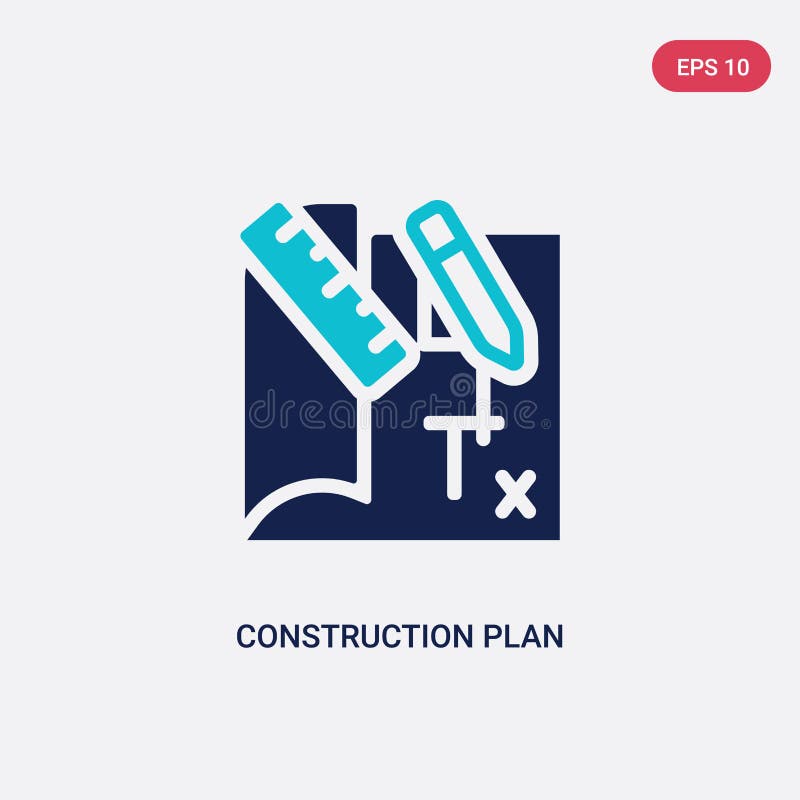 Two Color Construction Plan Vector Icon from Construction Concept ...