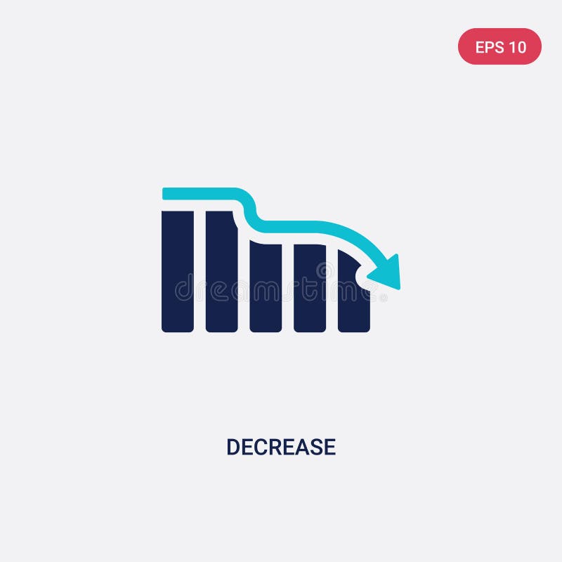 Two Color Decrease Vector Icon from E-commerce and Payment Concept. Isolated Blue Decrease ...