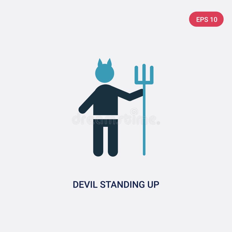 Devil Standing with Pitchfork Stock Vector - Illustration of bald ...