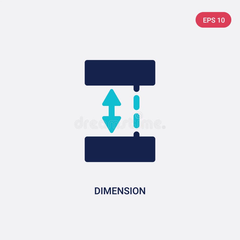 Two Color Dimension Vector Icon from Geometry Concept. Isolated Blue ...