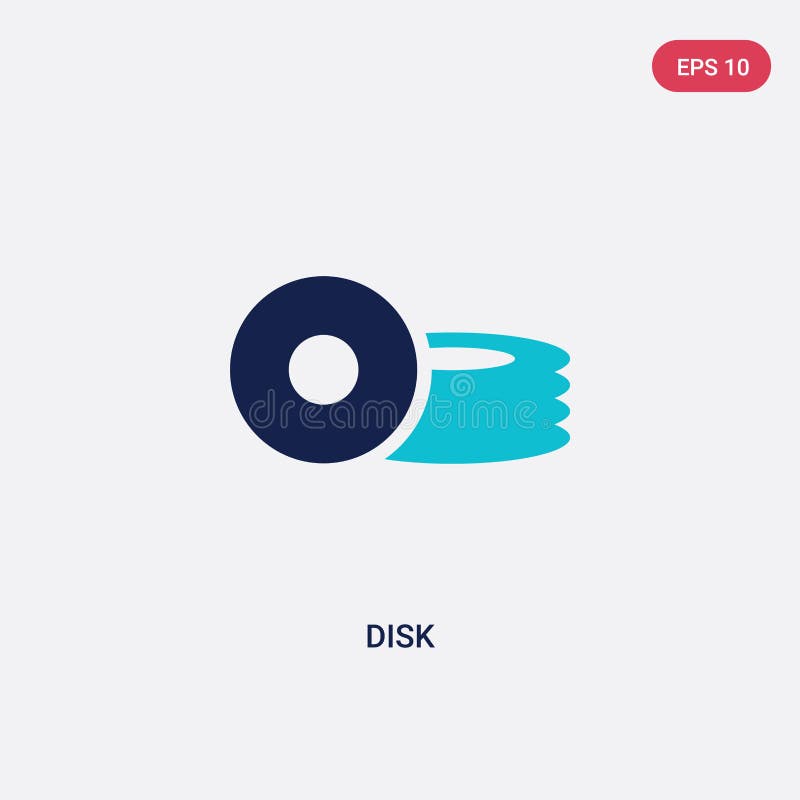 Two Color Disk Vector Icon from Geometry Concept. Isolated Blue Disk ...
