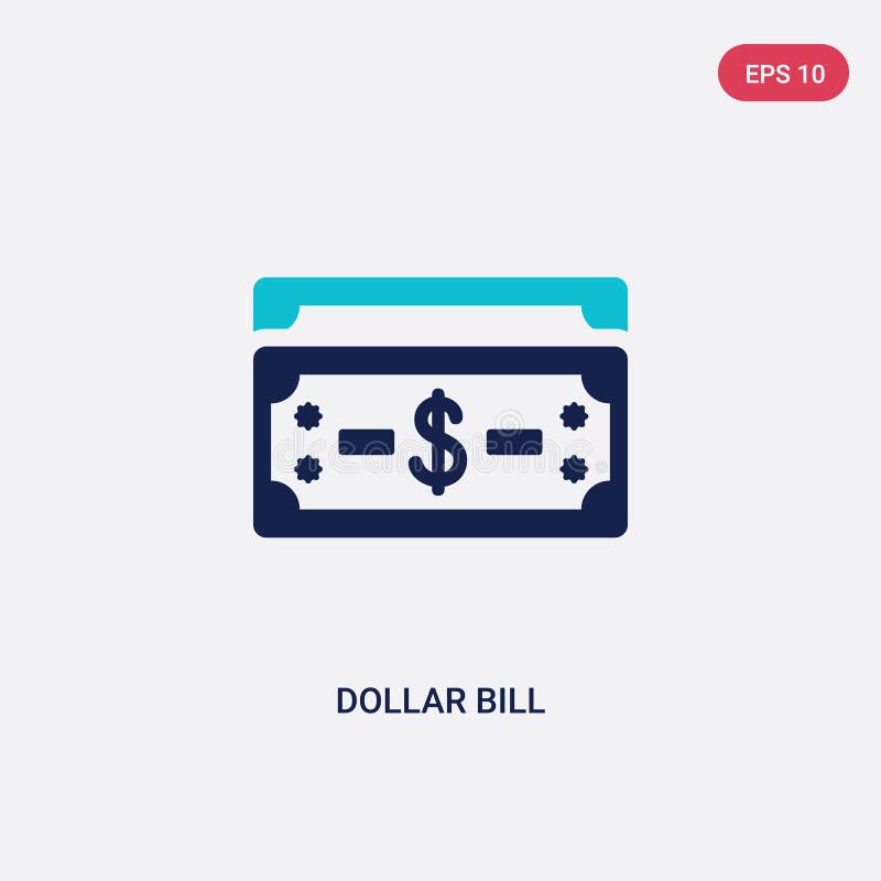 Two Color Dollar Bill Vector Icon from E-commerce and Payment Concept. Isolated Blue Dollar Bill ...