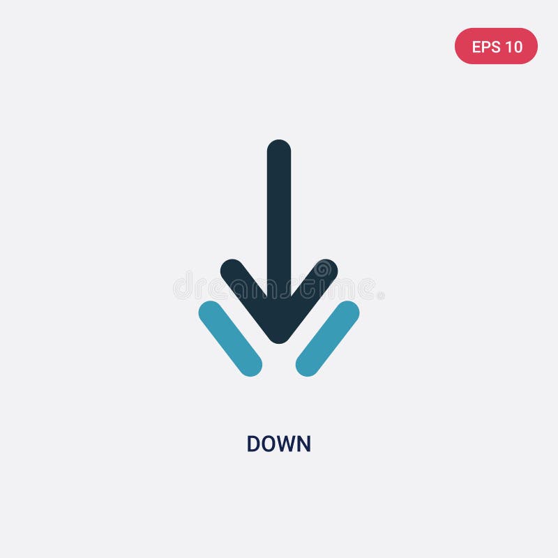 Two Color Down Vector Icon from Interface Concept. Isolated Blue Down ...