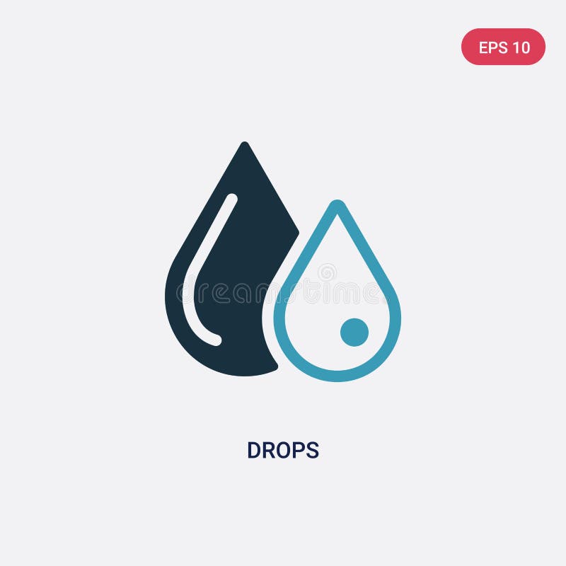 Two Color Drops Vector Icon from Science Concept. Isolated Blue Drops ...