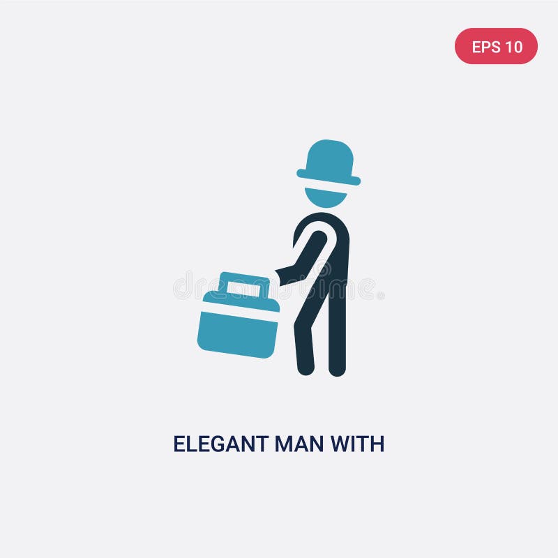 Two Color Elegant Man With Suitcase Vector Icon From People Concept