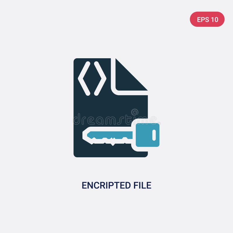 Two Color Encripted File Vector Icon From Programming Concept Isolated Blue Encripted File