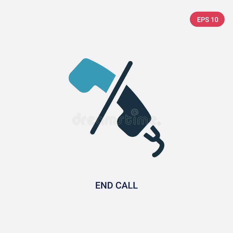 Two Color End Call Vector Icon from Message Concept. Isolated Blue End ...