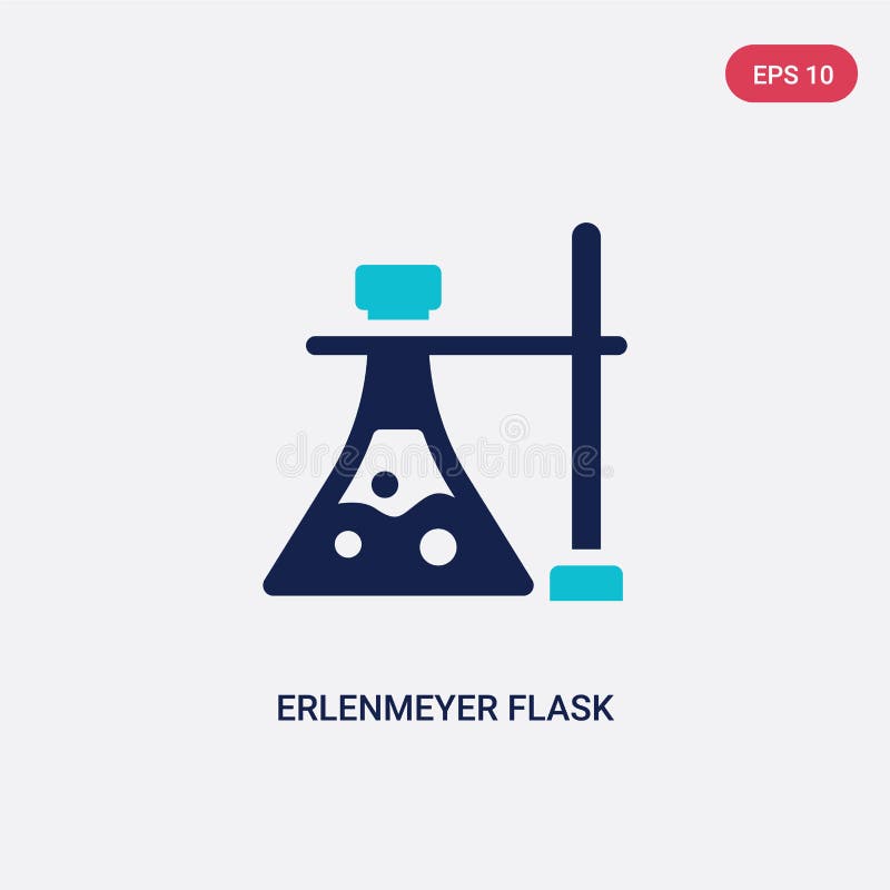Two Color Erlenmeyer Flask and Bracket Vector Icon from General Concept ...