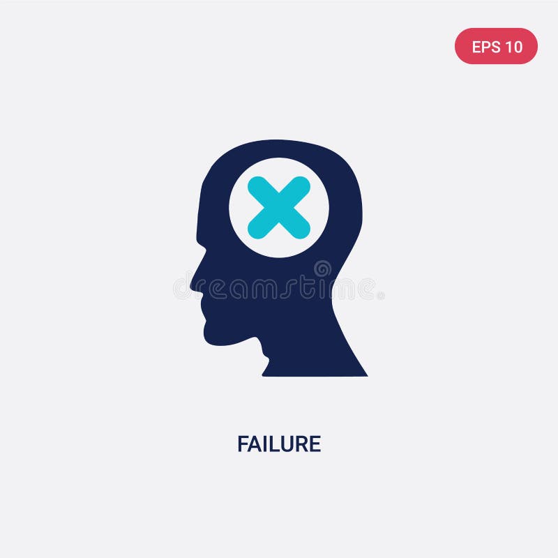 Two Color Failure Vector Icon from Brain Process Concept. Isolated Blue ...