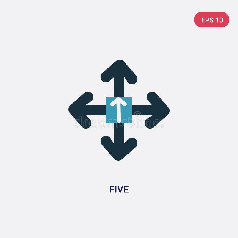 Two Color Five Vector Icon from Orientation Concept. Isolated Blue Five ...