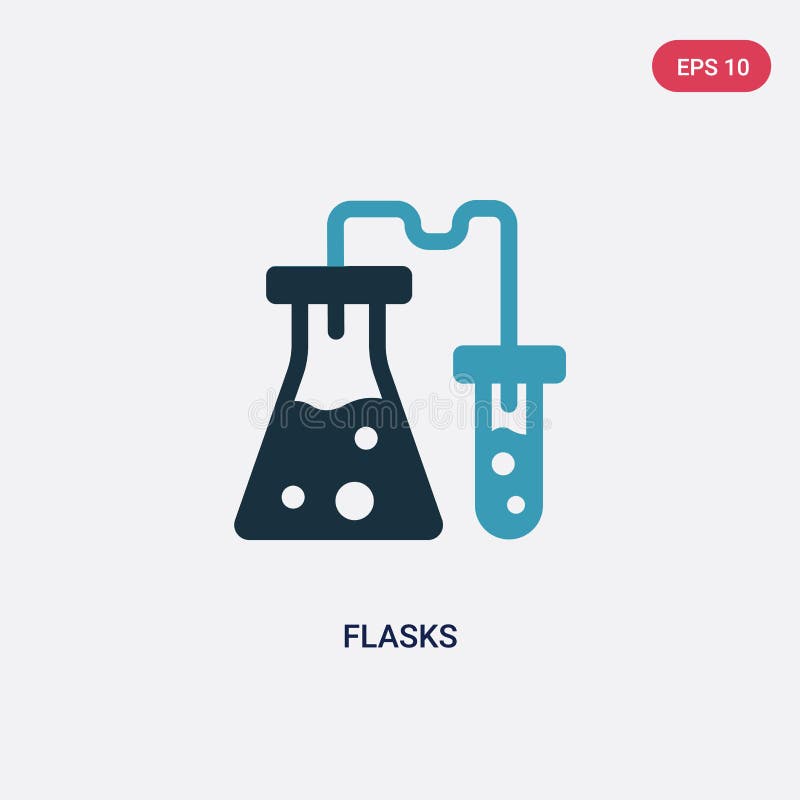 Two Color Erlenmeyer Flask and Bracket Vector Icon from General Concept ...