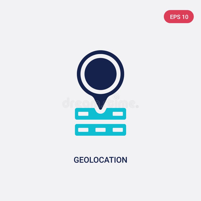 Two Color Geolocation Vector Icon from Big Data Concept. Isolated Blue ...