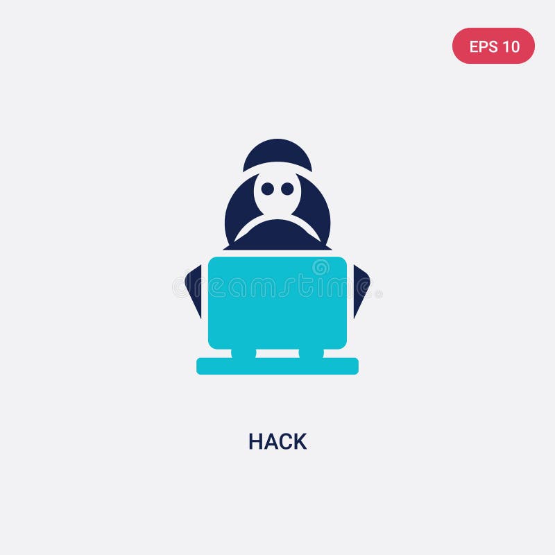 Two Color Hack Vector Icon from Cyber Concept. Isolated Blue Hack ...