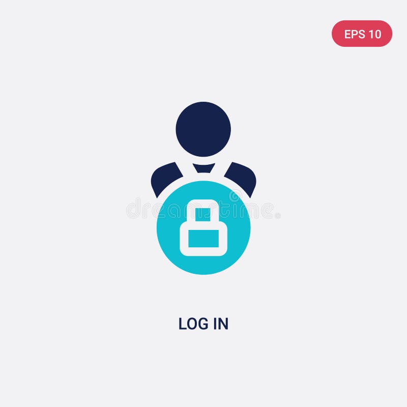 Two Color Log in Vector Icon from Big Data Concept. Isolated Blue Log ...