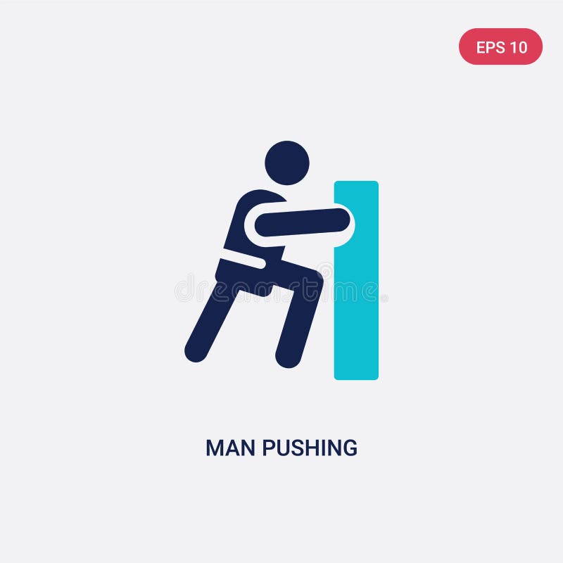 Two Color Man Pushing Vector Icon From Behavior Concept. Isolated Blue ...