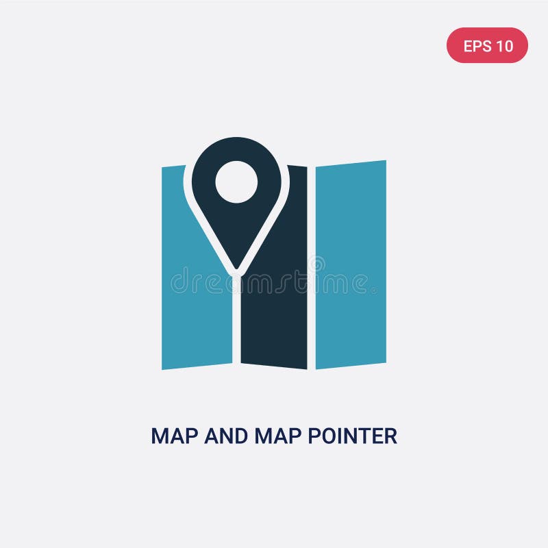 Two Color Map and Map Pointer Vector Icon from Signs Concept. Isolated ...