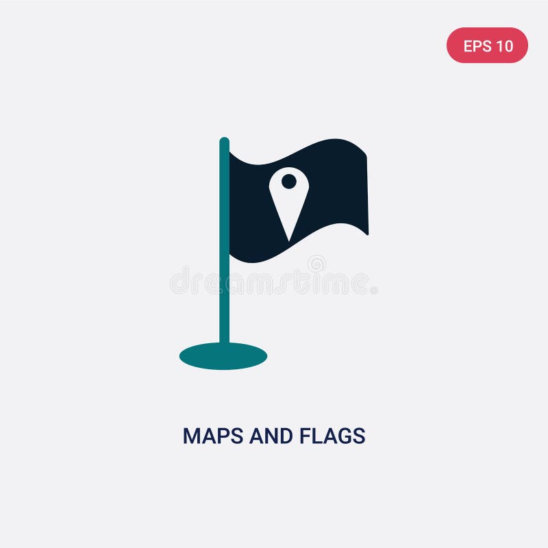 Two Color Maps and Flags Vector Icon from Concept. Isolated Blue Maps ...