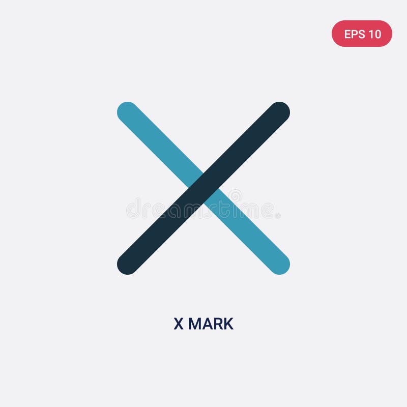 Two Color X Mark Vector Icon from Interface Concept. Isolated Blue X ...