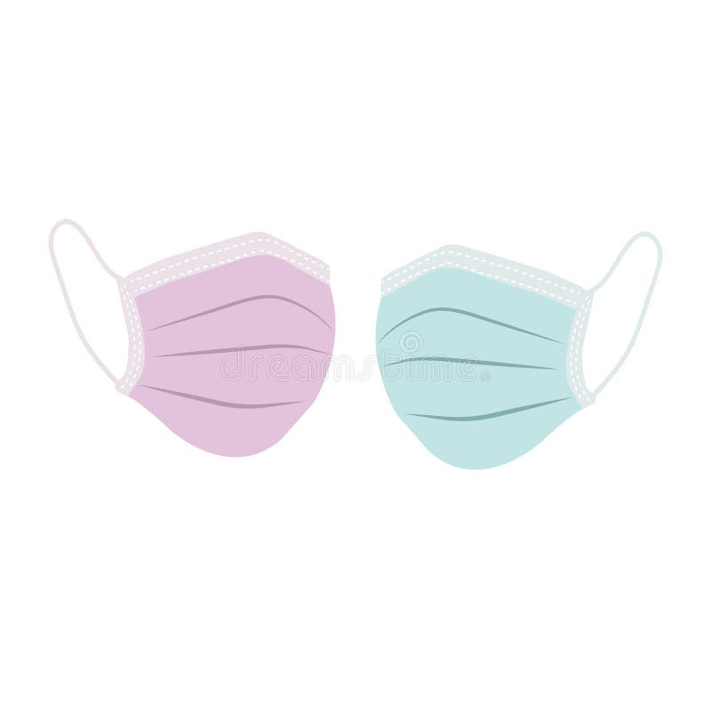 Two Color Medical Masks in Isolated Vector Stock Vector - Illustration ...