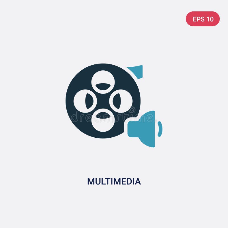 Two Color Multimedia Vector Icon from Concept. Isolated Blue Multimedia ...