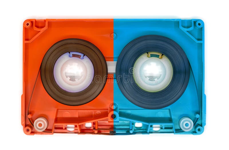 Two Color Old Audio Cassette Tape Open Stock Photo - Image of compact ...