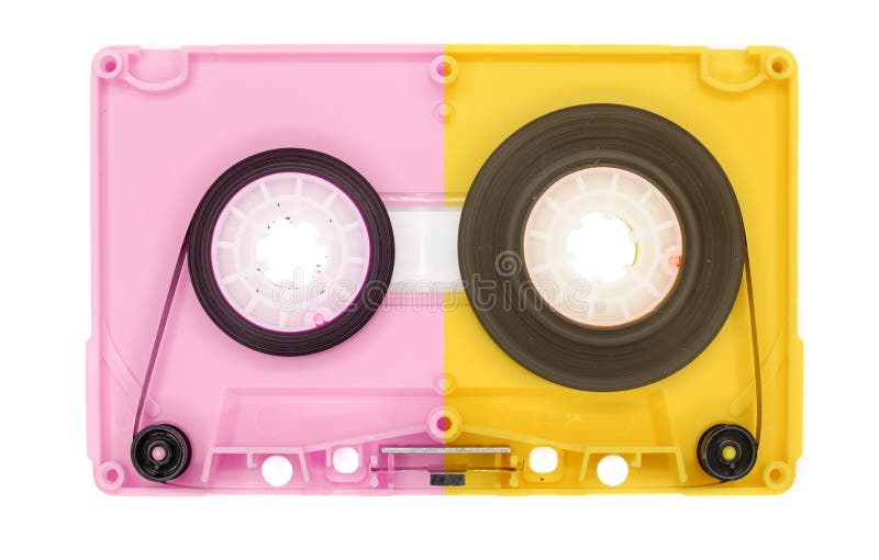 Two Color Old Audio Cassette Tape Open Stock Image - Image of dance ...