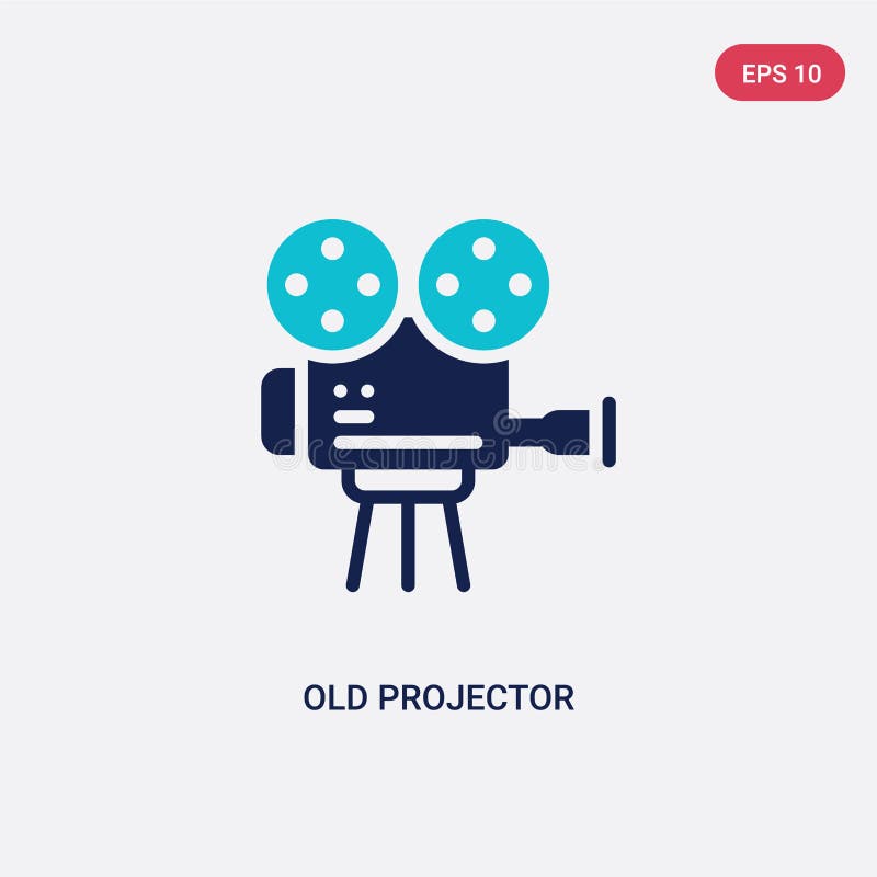 Two Color Old Projector Vector Icon from Cinema Concept. Isolated Blue ...