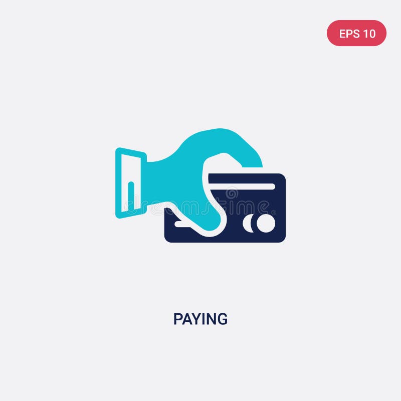 Two Color Paying Vector Icon from Commerce Concept. Isolated Blue ...