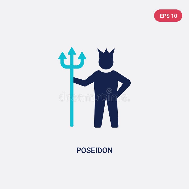 Poseidon Icon in Different Style Vector Illustration. Two Colored and ...