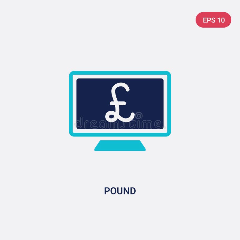 Two Color Pound Vector Icon from Computer Concept. Isolated Blue Pound ...