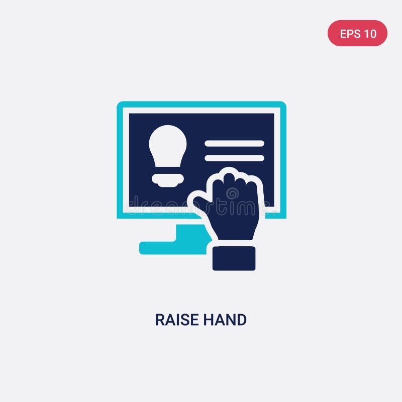Two Color Raise Hand Vector Icon from E-learning and Education Concept ...