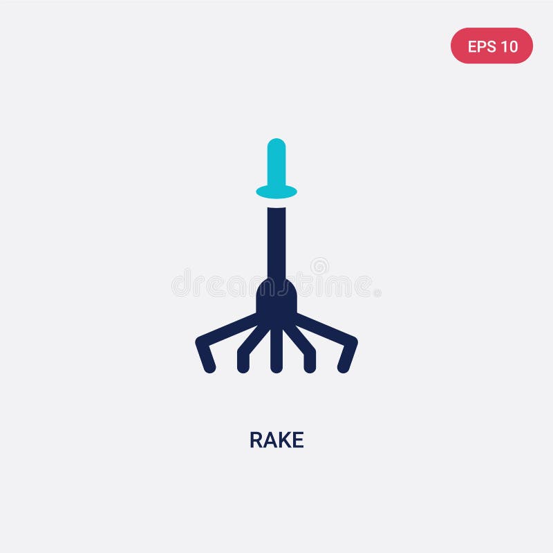 Two Color Rake Vector Icon from Autumn Concept. Isolated Blue Rake ...