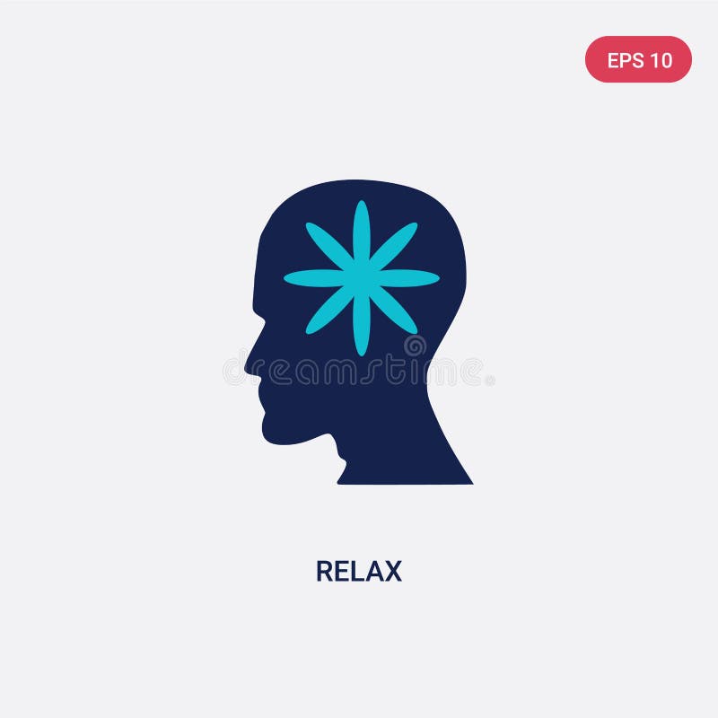 Two Color Relax Vector Icon from Brain Process Concept. Isolated Blue ...