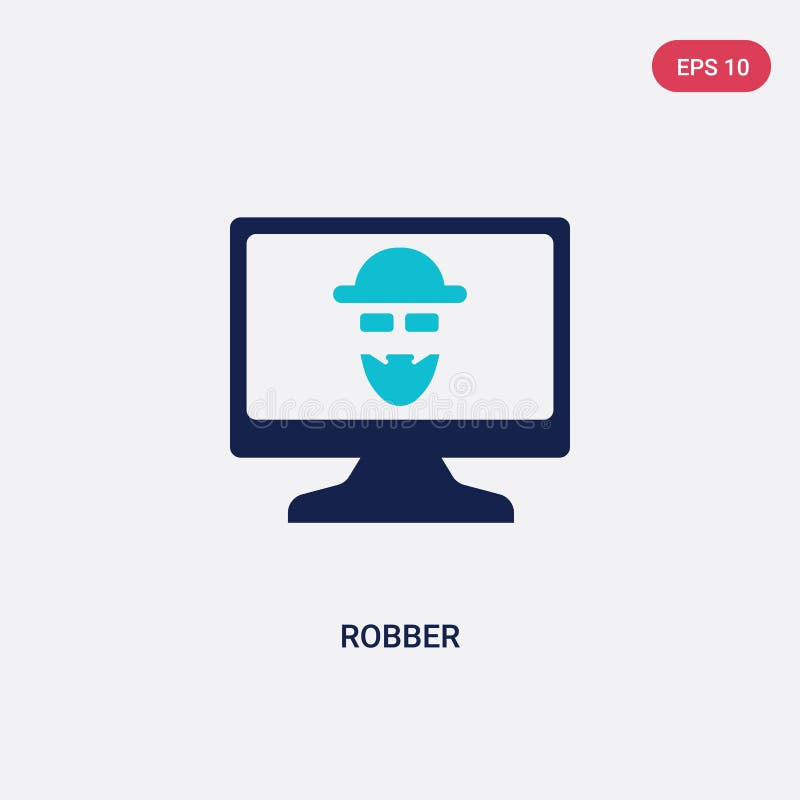 Two Color Robber Vector Icon from Army Concept. Isolated Blue Robber ...