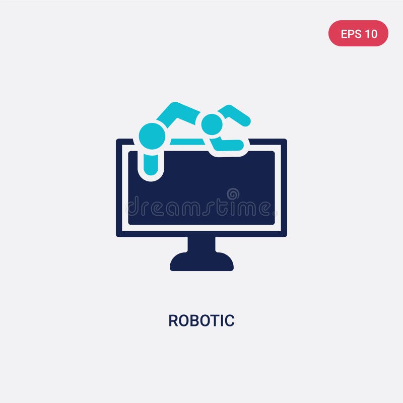 Two Color Robotic Vector Icon from Computer Concept. Isolated Blue ...