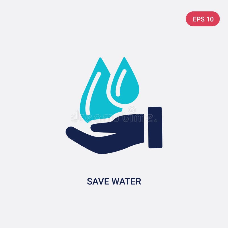Two Color Save Water Vector Icon from Ecology Concept. Isolated Blue ...