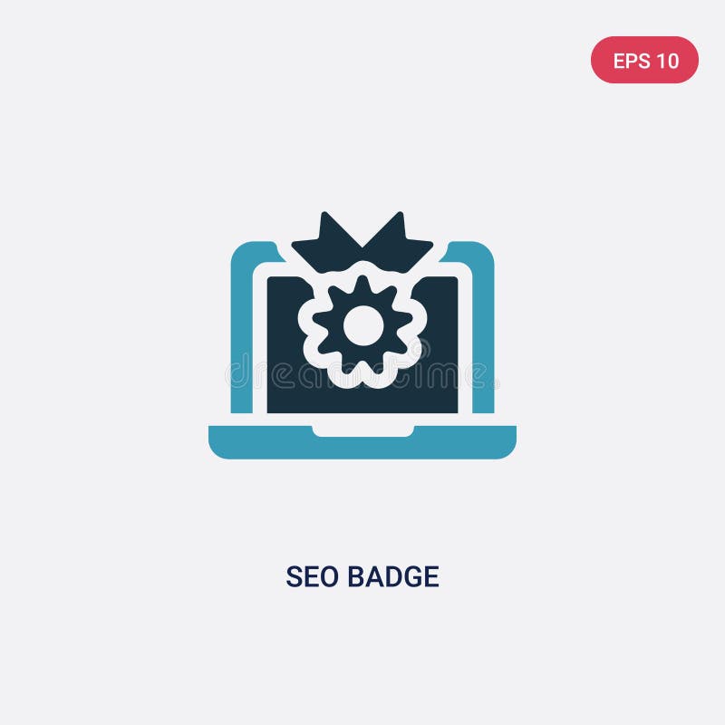 Two Color Seo Badge Vector Icon From Programming Concept Isolated Blue Seo Badge Vector Sign