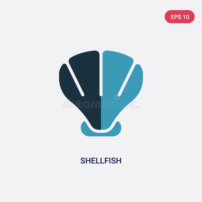 Two Color Shellfish Vector Icon from Stone Age Concept. Isolated Blue ...
