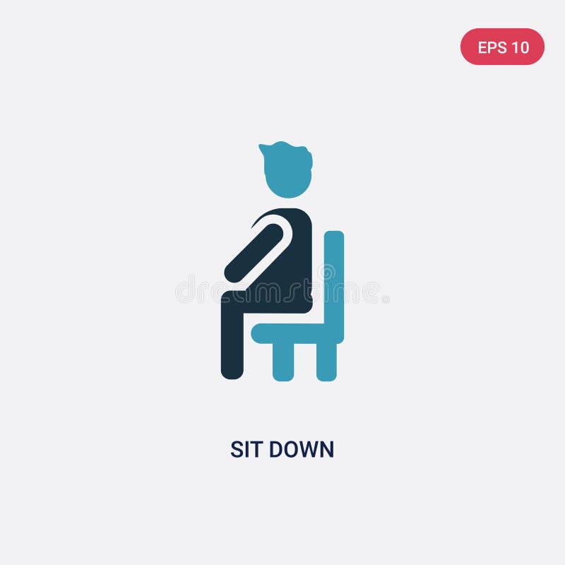 Two Color Sit Down Vector Icon from People Concept. Isolated Blue Sit ...