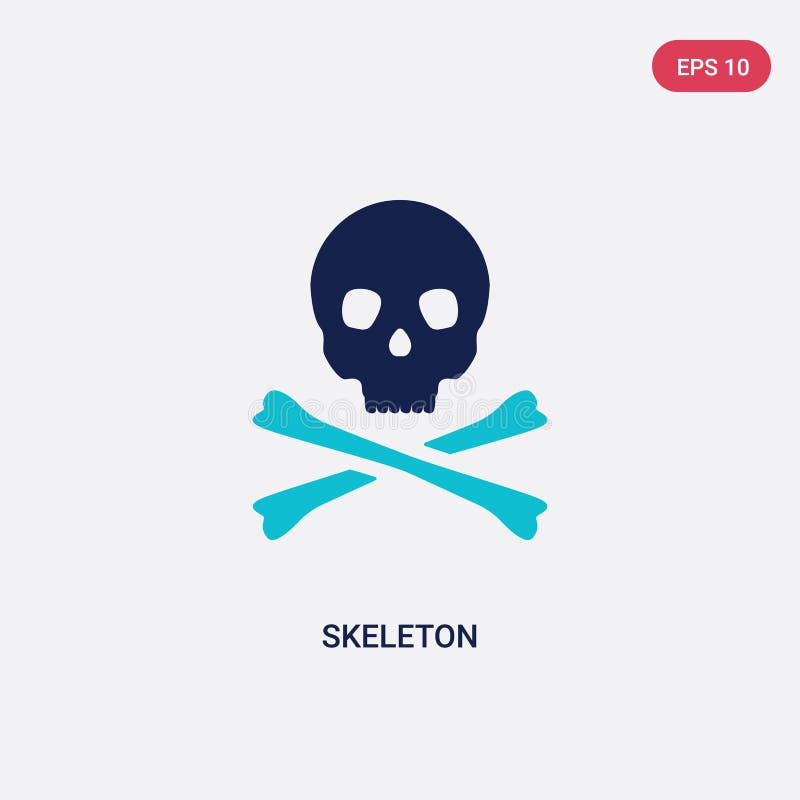 Two Color Skeleton Vector Icon From History Concept. Isolated Blue ...