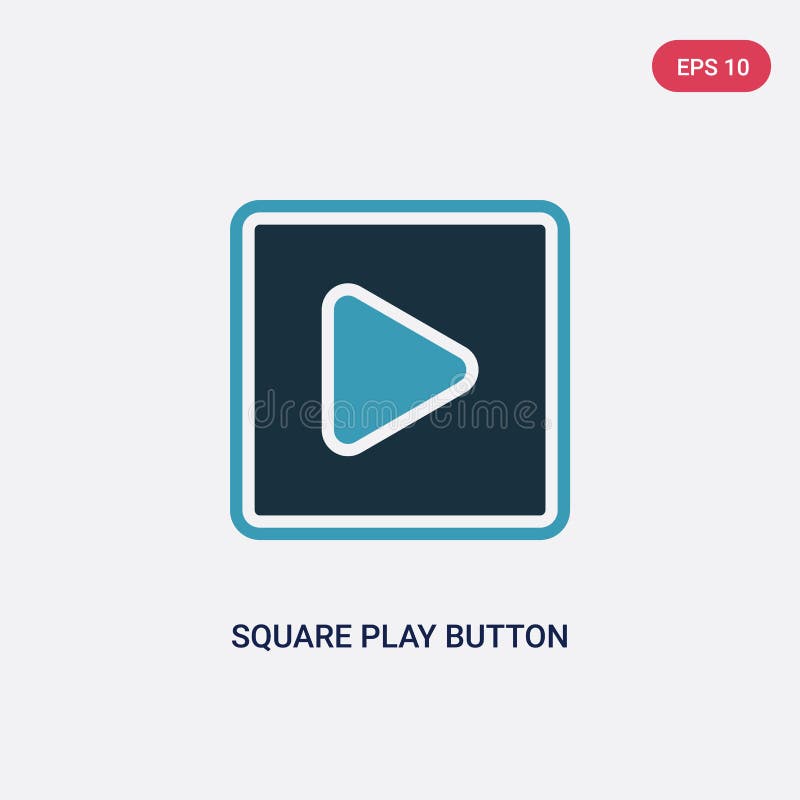 Two Color Square Play Button Vector Icon from Multimedia Concept ...