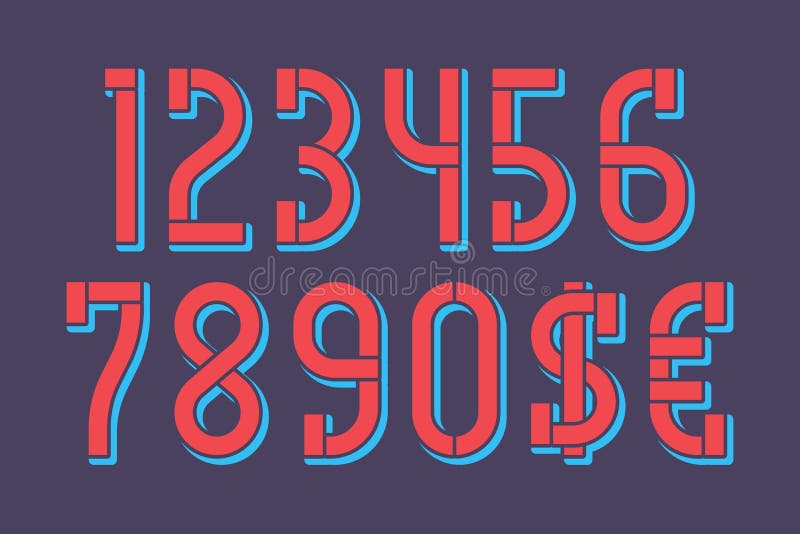 Two-color Stencil Numbers with Currency Signs in Urban Style Stock ...