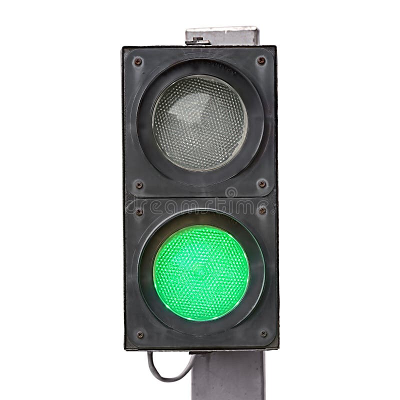 Two-color Traffic Light with Green Light on it Isolated Stock Photo ...
