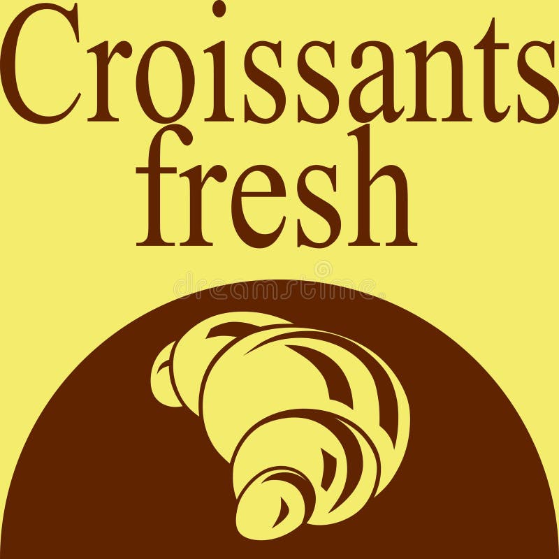 Vector Croissant Icon Two-color with Decorative Inscription, for Cafe ...