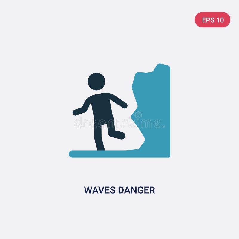 Two Color Waves Danger Vector Icon from People Concept. Isolated Blue ...