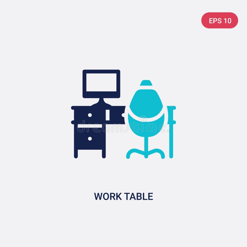 Two Color Work Table Vector Icon from Business Concept. Isolated Blue ...