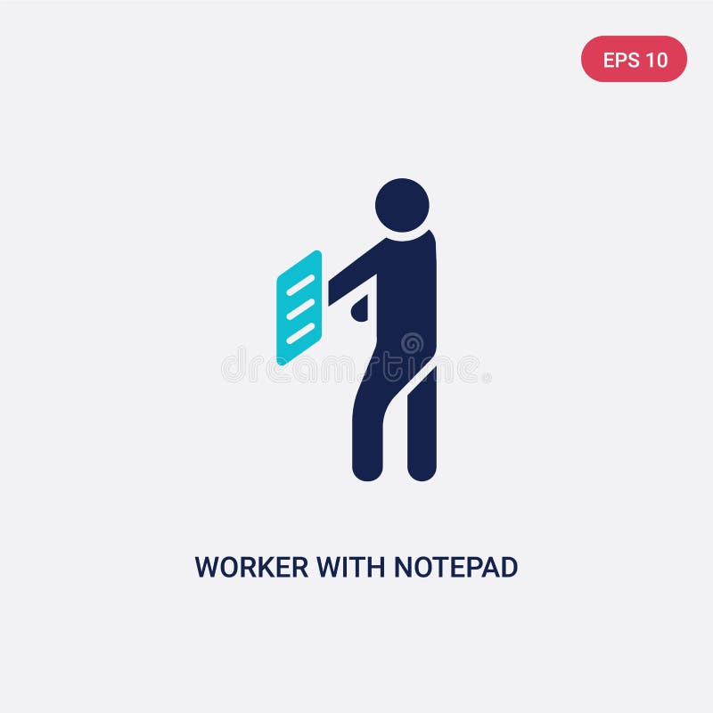Two Color Worker with Notepad Vector Icon from Humans Concept. Isolated ...
